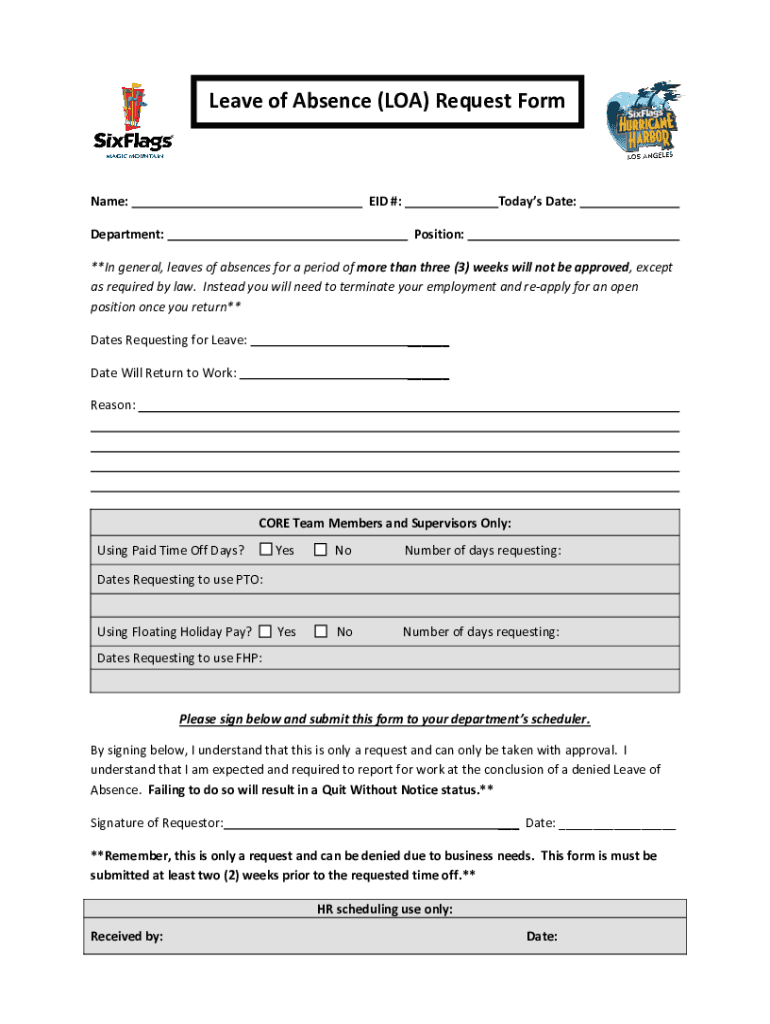 Fillable Online Leave of Absence (LOA) - DGS - CA.gov Fax Email Print ...