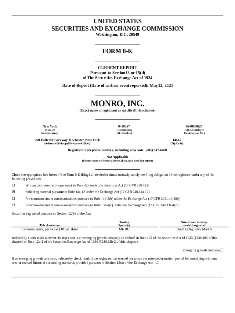 MONRO, INC Doc Template | pdfFiller