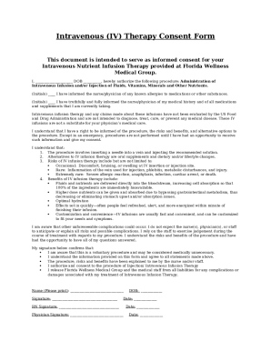 Intravenous (IV) Therapy Consent Doc Template | pdfFiller