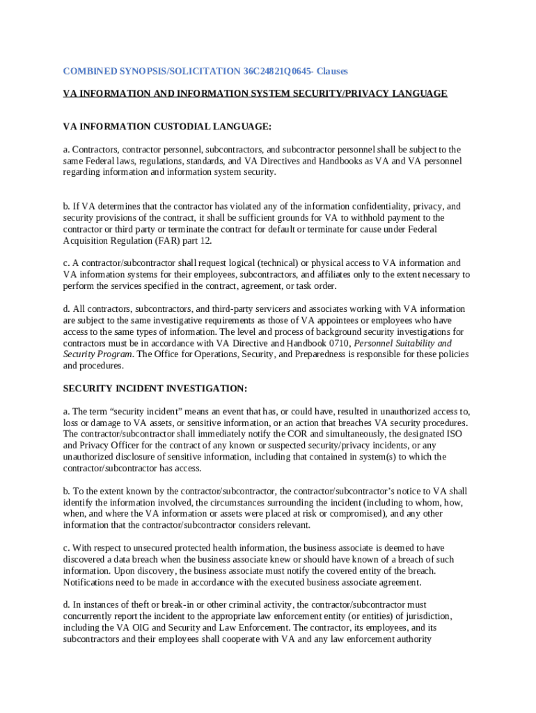 VA Ination and Ination System Security/Privacy ... Doc Template | pdfFiller