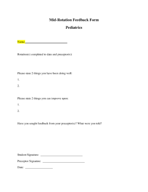 Fillable Online Mid-Rotation Feedback Form Pediatrics Fax Email Print ...