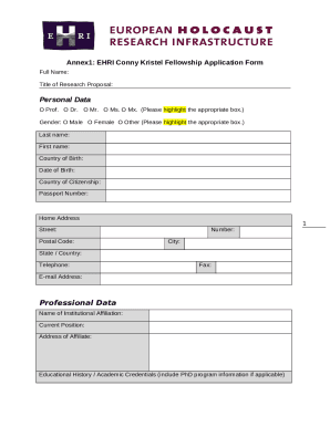 Conny Kristel Fellowship Application Doc Template | pdfFiller