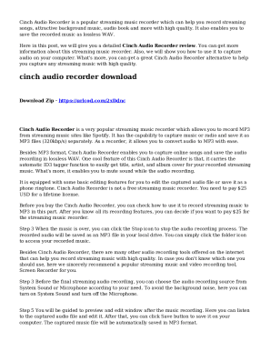 Fillable Online How to Use Cinch Audio Recorder to Record Streaming ...