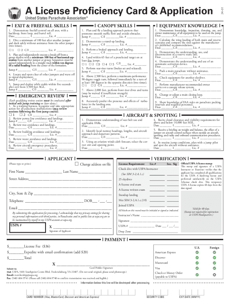 Fillable Online A License Proficiency Card & Application Fax Email ...