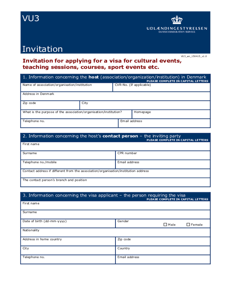 Fillable Online DENMARK VISA CHECKLIST Cultural visits, sports events ...