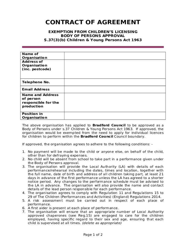 Body of Persons & Perance Licence Exemptions Doc Template | pdfFiller