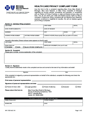 Fillable Online Health Care Privacy Complaint Form. Health Care Privacy ...