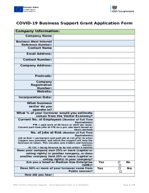 COVID-19 Business Support Grant Application ... Doc Template | pdfFiller