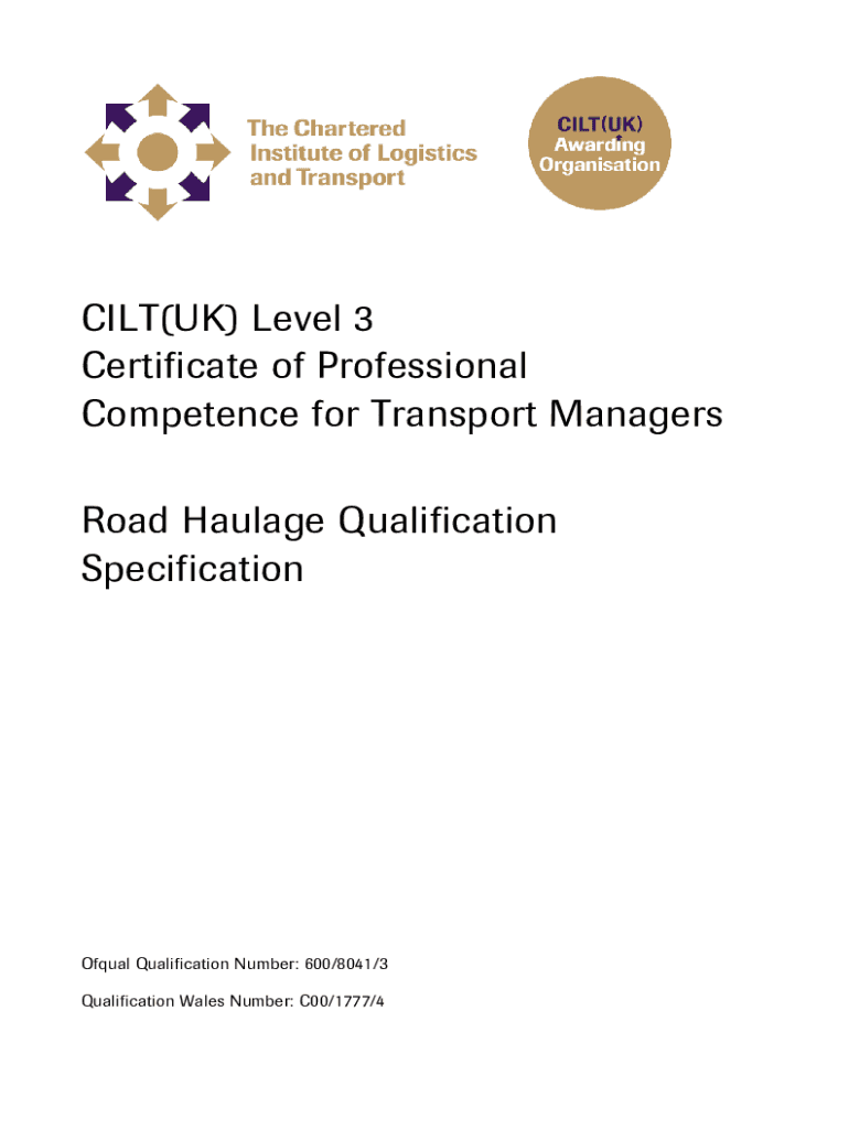 Fillable Online cilt(uk) level 3 certificate of professional competence for ... Fax Email Print ...