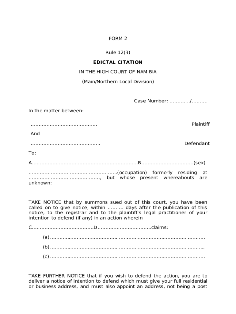 Edictal citation/substituted service: short of process - ejustice moj ...