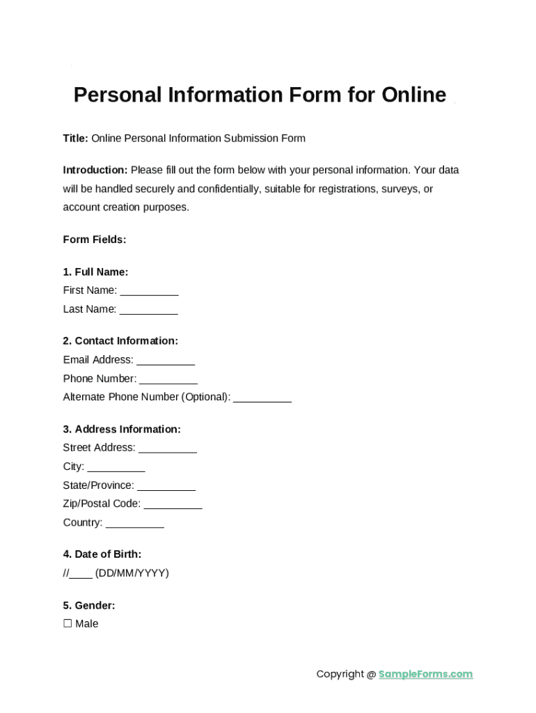 Free Online Personal Ination Template Doc Template | pdfFiller