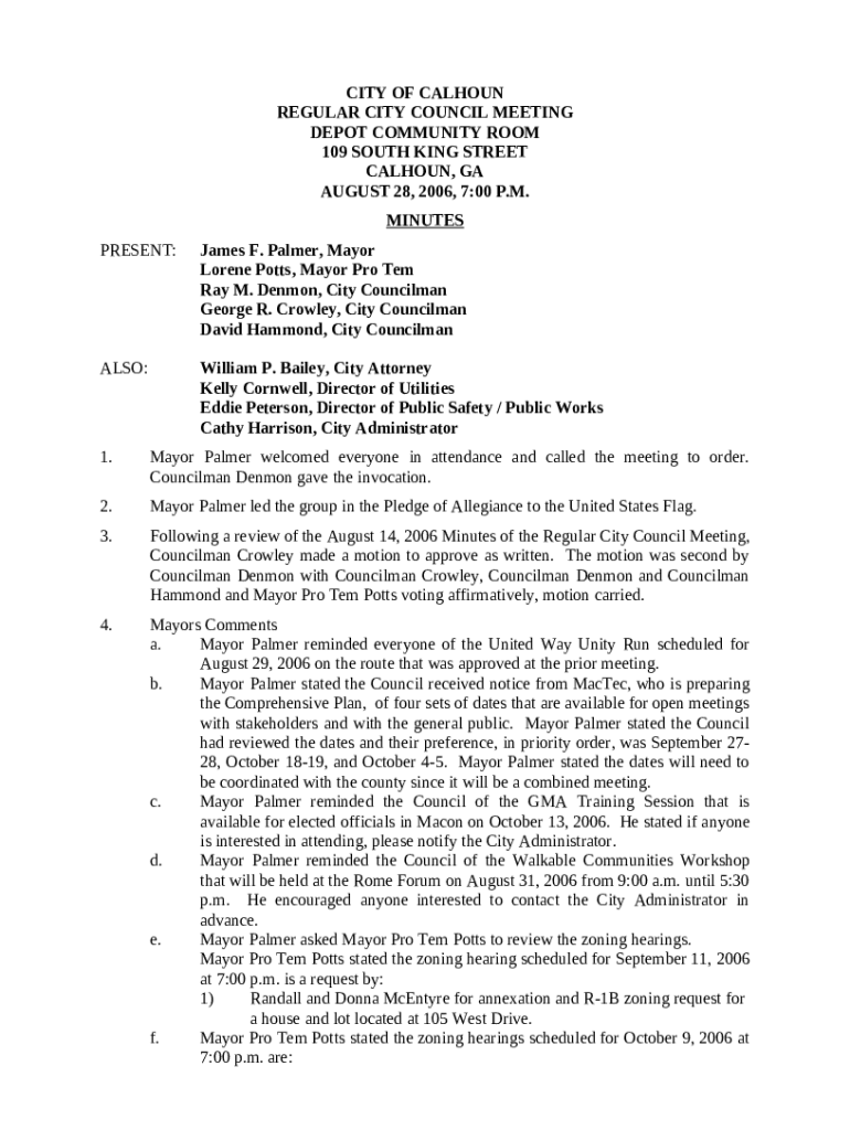 The motion was second by Councilman Denmon with Councilman Crowley ...