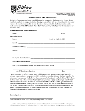 Fillable Online Homecoming Dance / Guest Permission Form Fax Email Print - pdfFiller