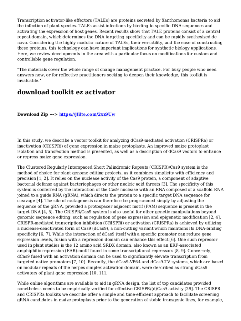 Fillable Online Transcription Activator-like Effectors: A Toolkit for ...