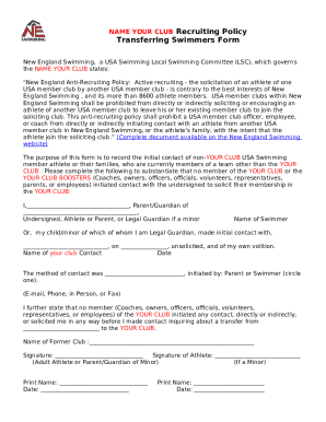 New England Swimming LSC - Registration s and Policy Doc Template | pdfFiller