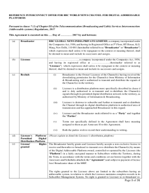 Fillable Online and 2. BBCW Channels Private Limited on Issues related ...