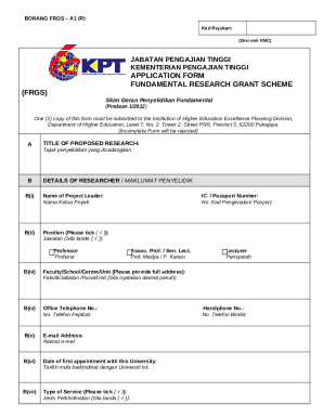 Fundamental Research Grant Scheme (FRGS) Application ... - rmc upm edu ...