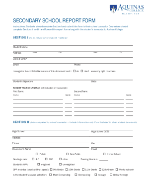 Fillable Online Secondary School Report Example - Fill Online ...