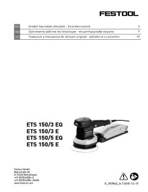 Fillable Online Festool ETS 150/5 EQ Random Orbital Sander Review Fax ...