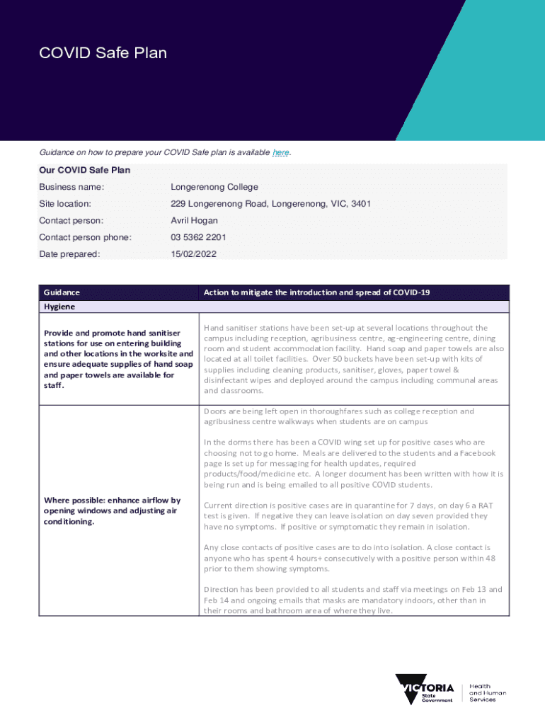 Fillable Online Free COVID-19 (Coronavirus) Action Plan Template Fax Email Print - pdfFiller