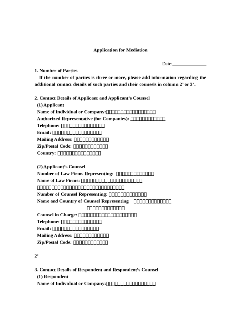 Request for Mediation (case number) : Date Doc Template | pdfFiller