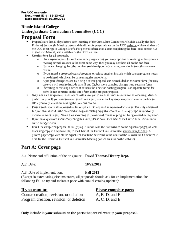 D. For All Proposals - RIC - Rhode Island College Doc Template | pdfFiller