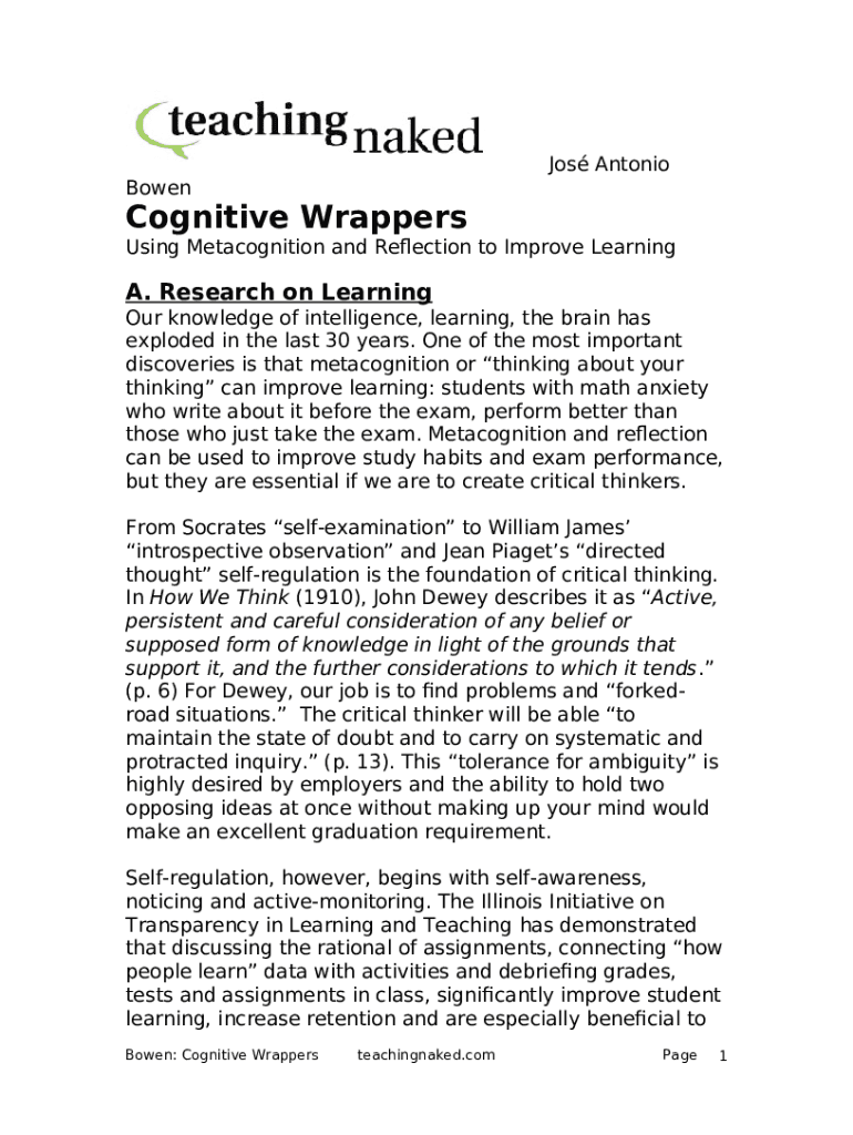 Cognitive Wrapper Template Doc Template | pdfFiller