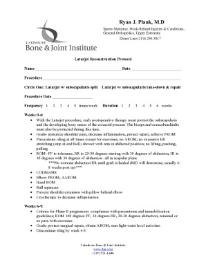 Fillable Online Latarjet Reconstruction Protocol.docx Fax Email Print ...