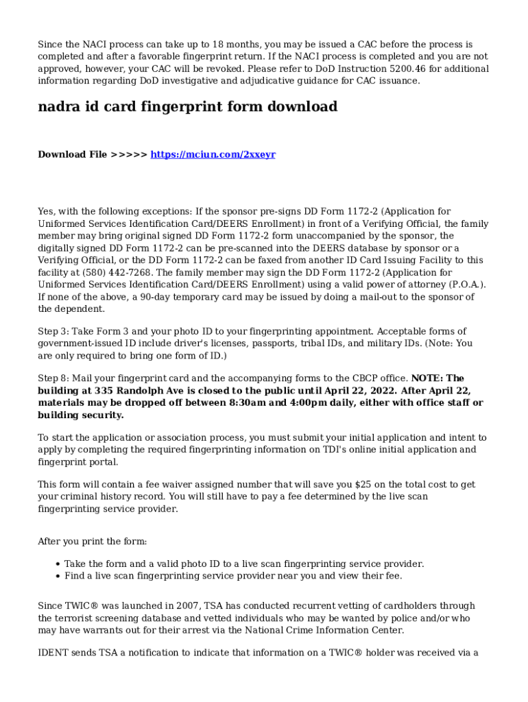 Fillable Online Nadra Id Card Fingerprint Form Download Fax Email Print ...