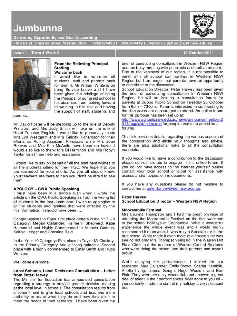 Fillable Online From the Relieving Principal Brief stories and parent tips Fax Email Print ...