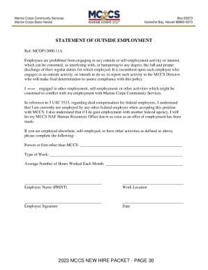 Fillable Online statement of outside employment Fax Email Print - pdfFiller