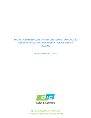 Fillable Online dic india limited-code of fair disclosure, conduct ...