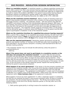 Due Process Hearing Resolution Session Fact Sheet - doe sd Doc Template ...