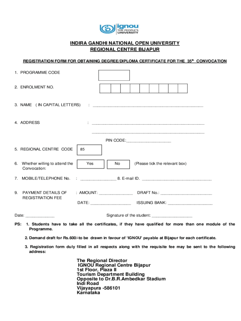 Fillable Online How to obtain the IGNOU original degree certificate if ...