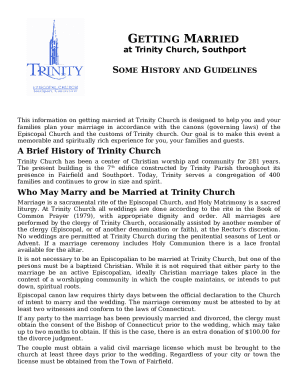 GETTING MARRIED AT TRINITY CHURCHSOUTHPORT Doc Template | pdfFiller