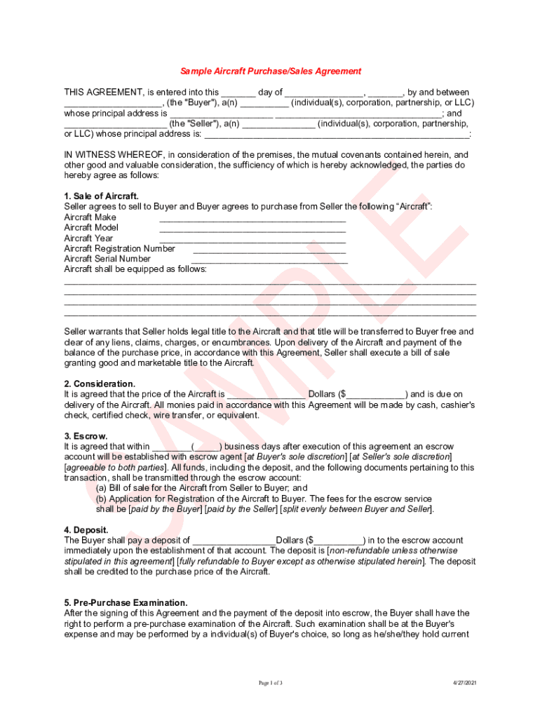 Fillable Online Sample Purchase Agreement Falcon copy Fax Email Print ...