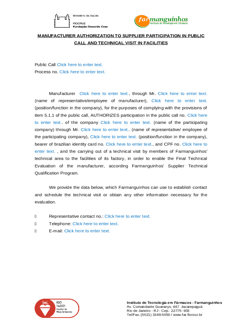 Manufacturer's authorization letter: Fill out & sign online Doc ...