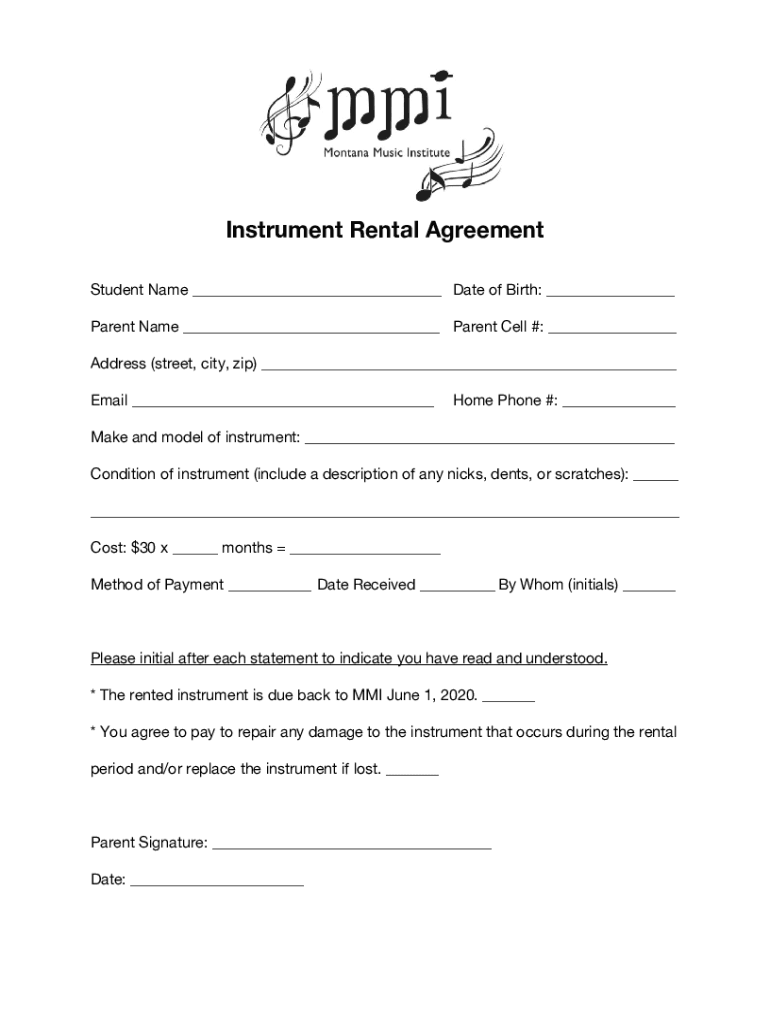 Fillable Online Instrument Rental Agreement - SpaceCraft Fax Email Print - pdfFiller