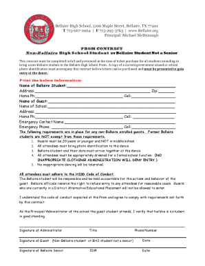 Fillable Online Sandalwood High School Prom Contract You are signing ...