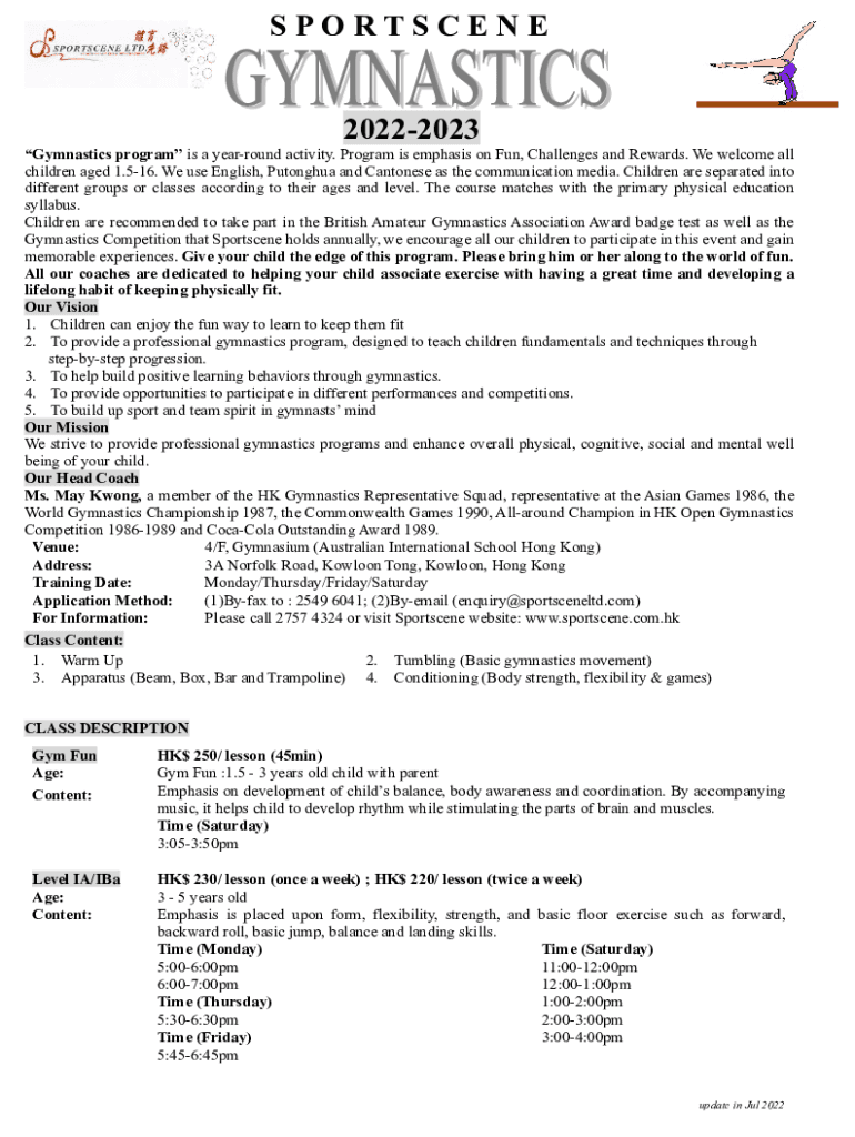 Fillable Online Why is Gymnastics Important?Let Force Gymanstics Answer Fax Email Print - pdfFiller