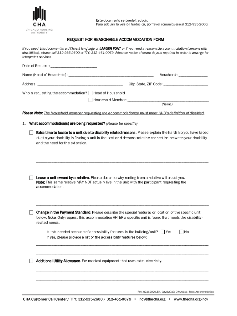 Fillable Online or (o) REQUEST FOR ACCOMMODATION FOR PERSON ... Fax ...