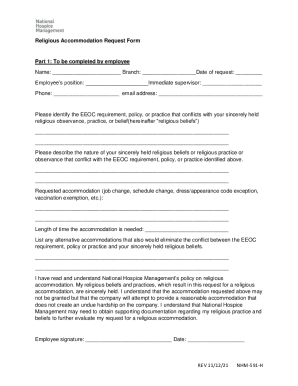 Fillable Online Religious Accommodation Request Form - CDN Fax Email ...