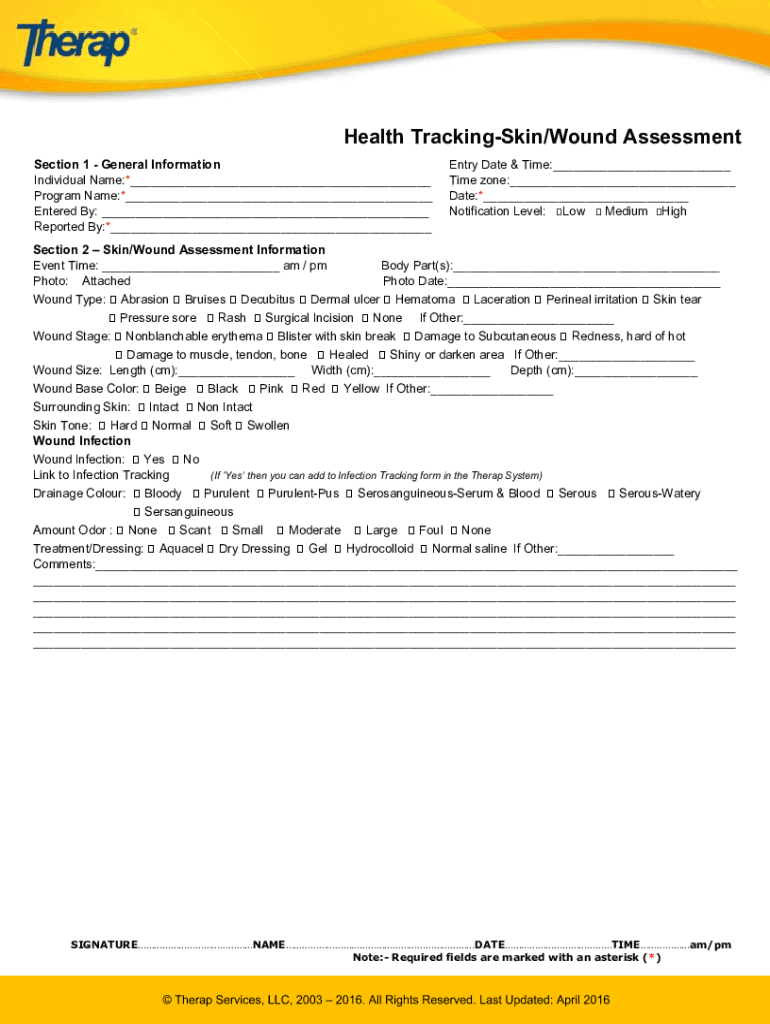 Wound - Assessment Tool - Blank Fillable Template | Fill Out, Print ...