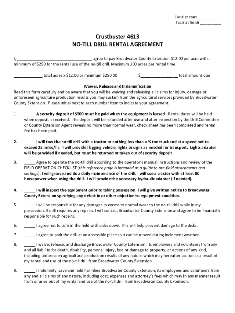 Fillable Online Great Plains 1006NT NO-TILL DRILL RENTAL AGREEMENT Fax Email Print - pdfFiller