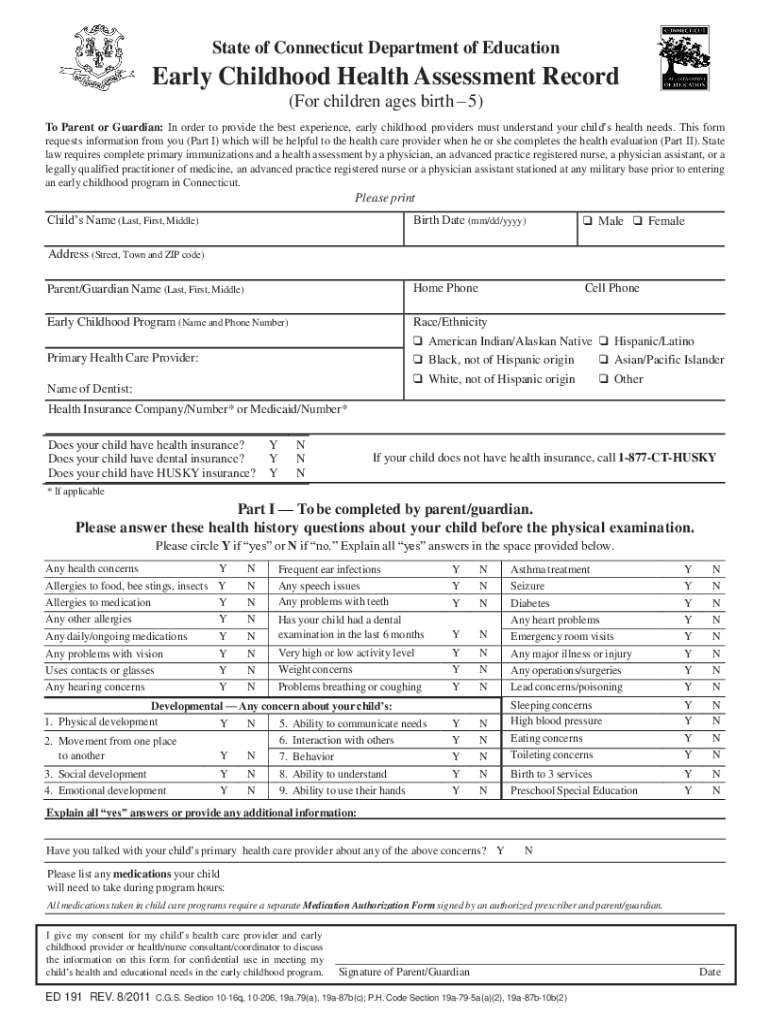 Fillable Online Early Childhood Health Assessment Record - Connect ... Fillable Online Early Childhood Health Assessment Record - Connect ...