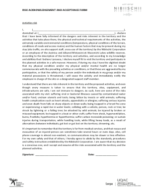 Fillable Online Assumption of Risk, Acknowledgement and Release of ...