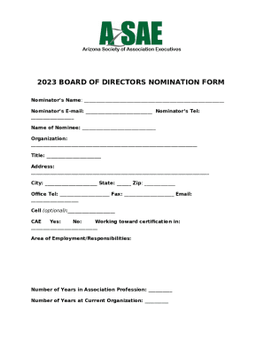 : Board of Directors Nomination Doc Template | pdfFiller