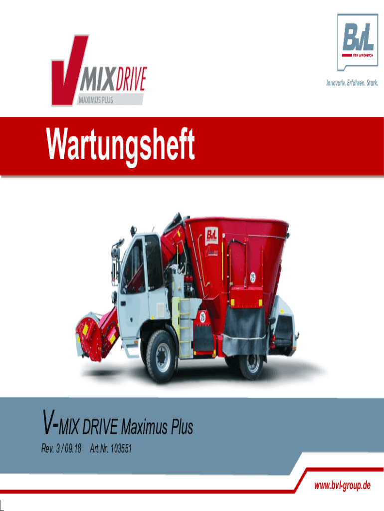 Ausfüllbar Online BvL V-MIX Drive Maximus Plus 17-1S - self-propelled ...
