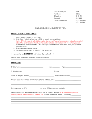 Fillable Online Child Abuse Reporting Form 9-22 Fax Email Print - pdfFiller