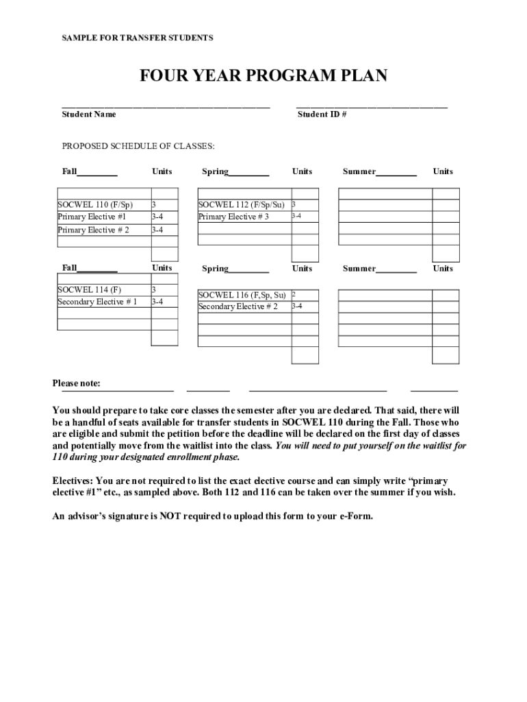 Fillable Online socialwelfare berkeley Sample First-Year Student ...